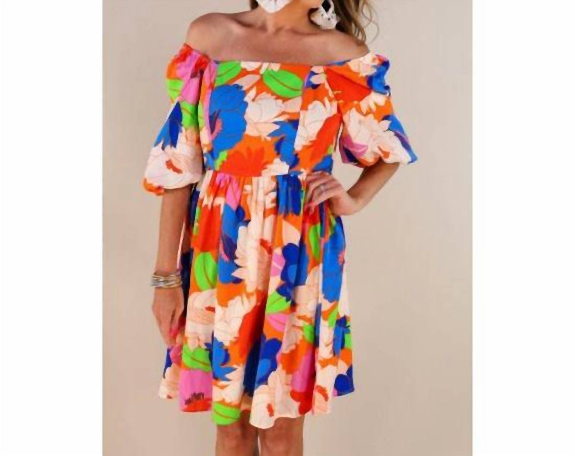 Jess Lea Feel The Heat Floral Puff Sleeve Dress - Walmart.com