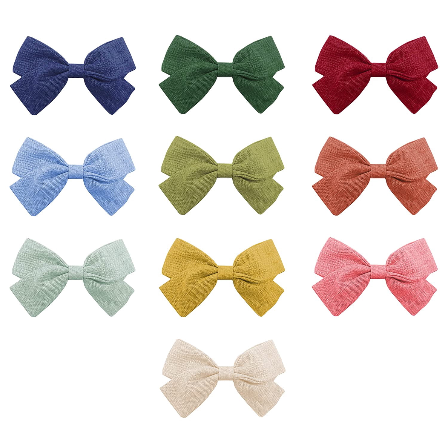 JessLab 10 Pcs Hair Bow Clips, Baby Girl Solid Handmade Alligator Clips ...