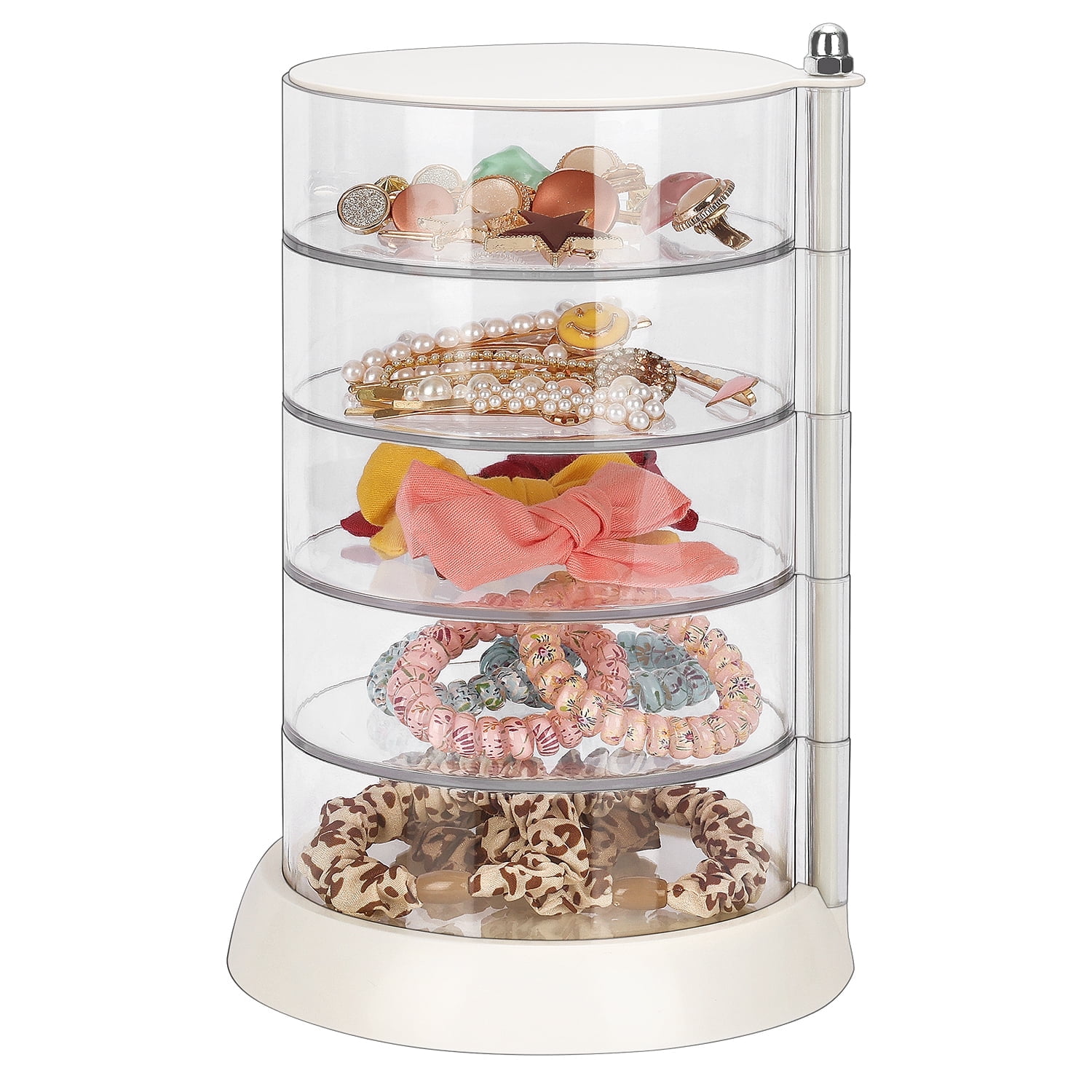 JessLab Stackable Rotating Acrylic Jewelry Organizer, 5-Layer Storage ...