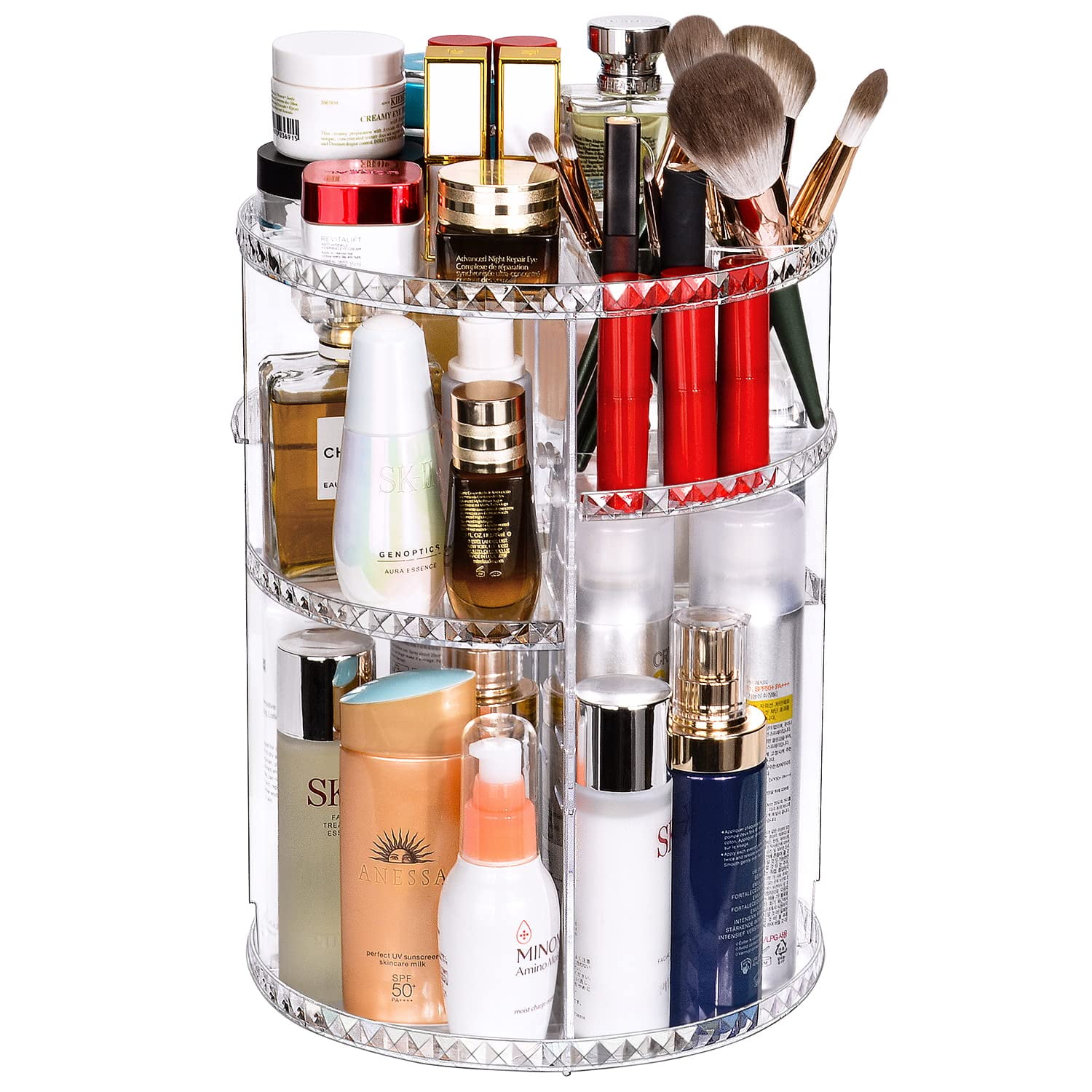 JessLab Makeup Organizer, 360 TSF6 Degree Rotating Adjustable Cosmetic ...