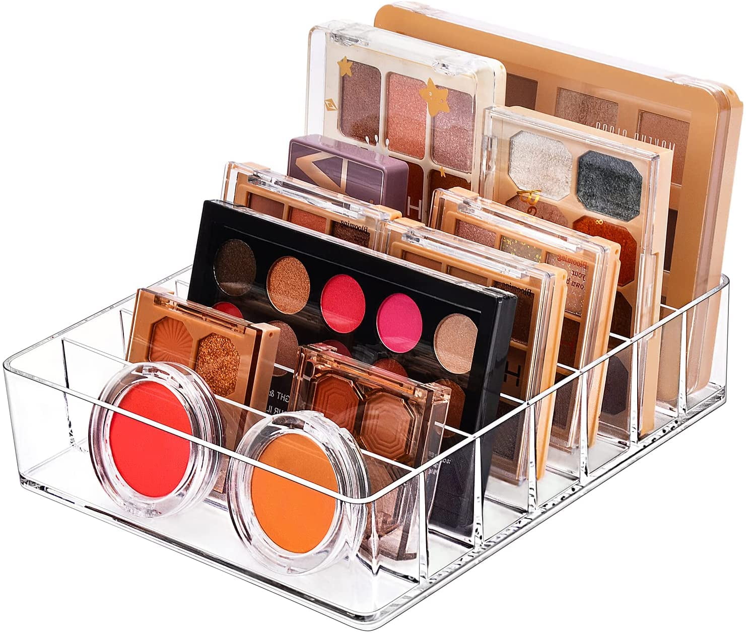 JessLab 7-Section Eyeshadow Holder, Divided Plastic Makeup Organizer ...