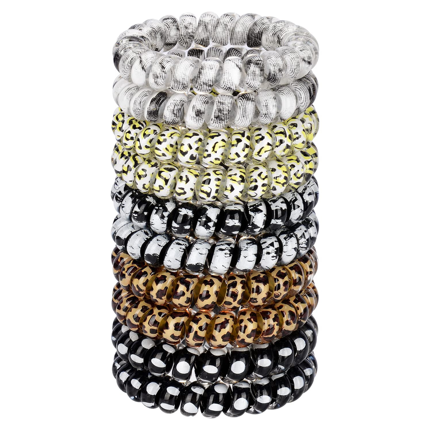 JessLab Spiral Hair Ties, 10 Pcs Plastic Coil Gentle Elastic Ponytail ...