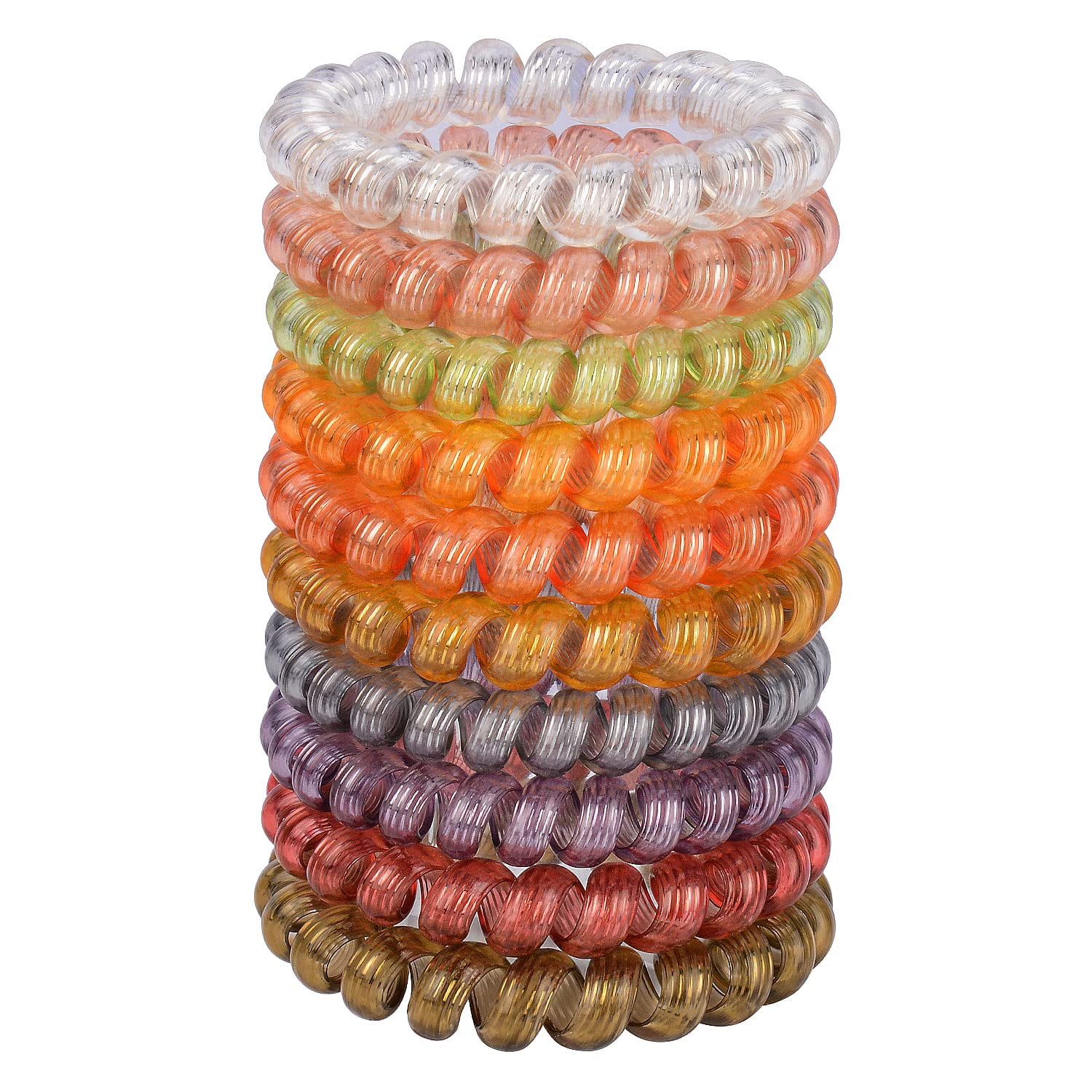JessLab Spiral Hair Ties, 10 Pcs Plastic Coil Gentle Elastic Ponytail ...