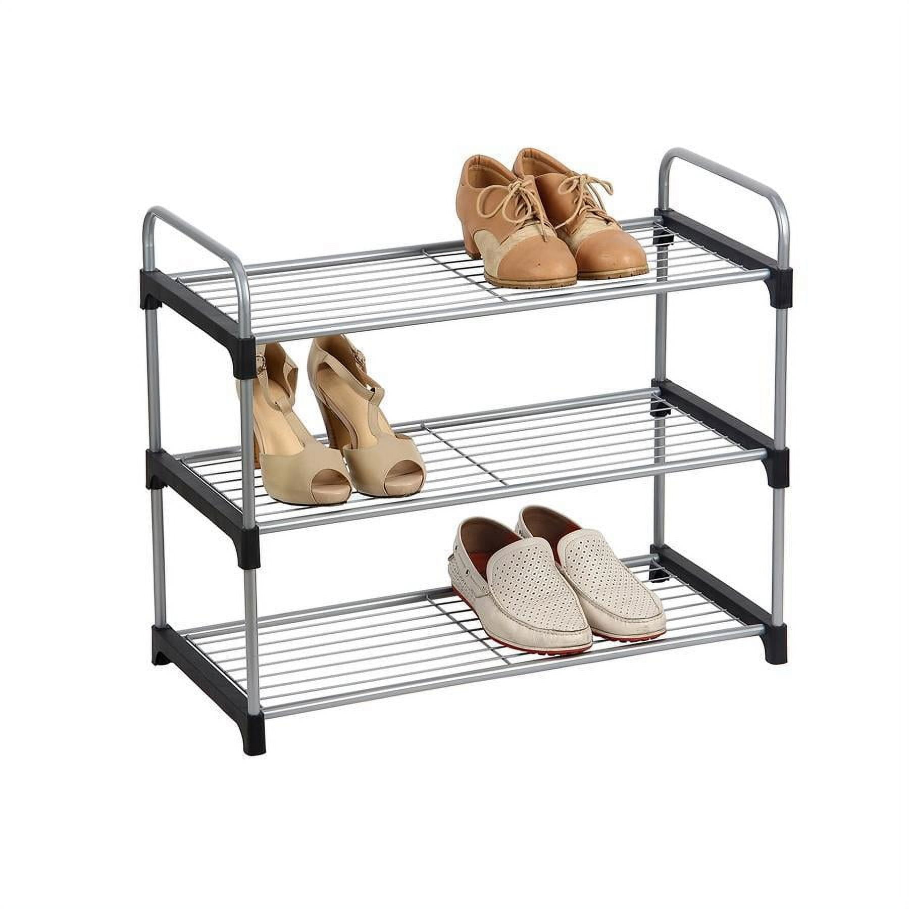 Jessar - 3 Tier Shoe Rack, Silver and Black - Walmart.com
