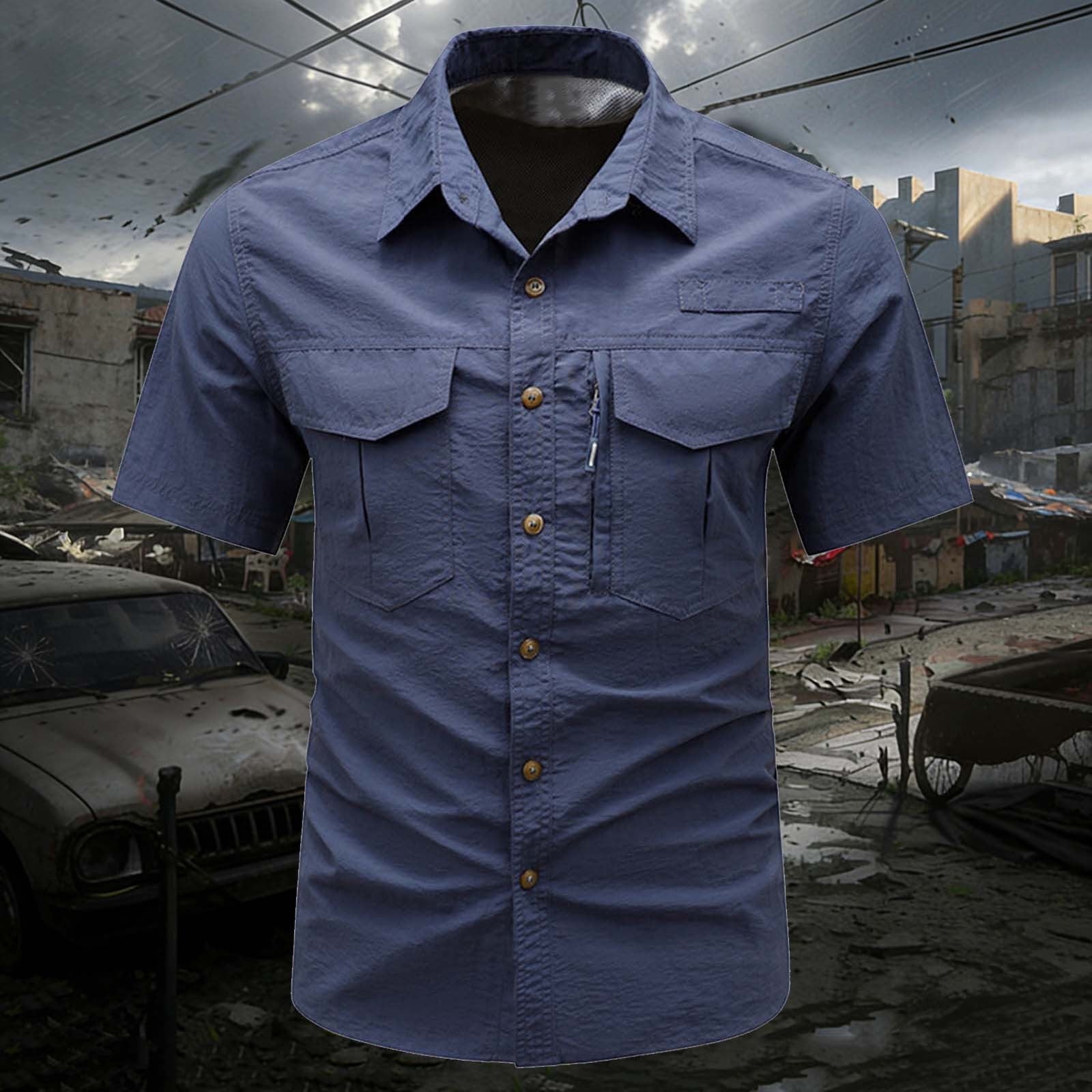 Jessboyy Mens Button Down Shirts Breathable Quick Dry Short Sleeve ...