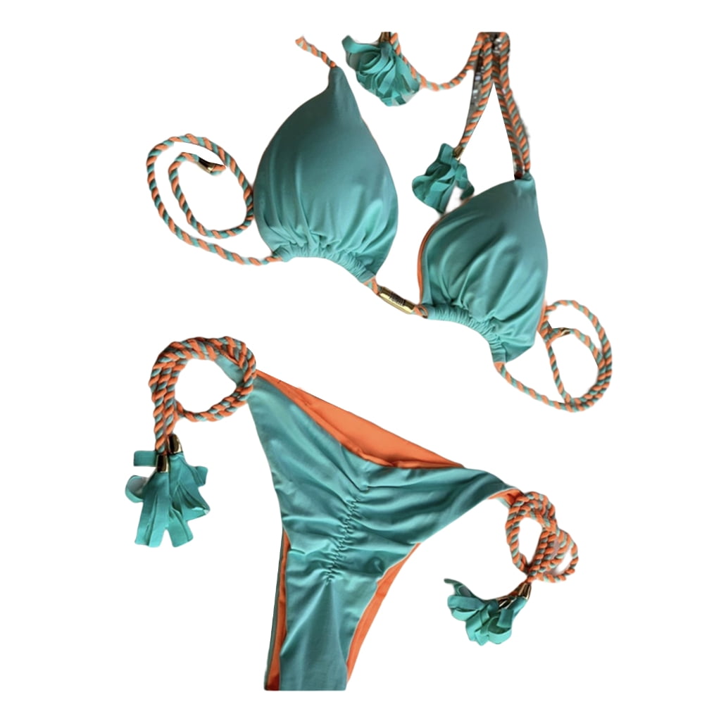 Jesscasday 2pcs Bikini Set Swimsuits String Sexy Bathing Suit Triangle ...