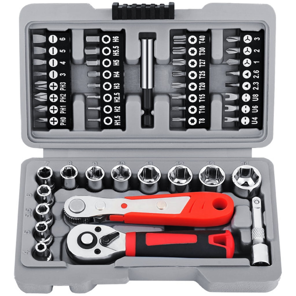 Jesscasday 48Pcs Socket Set Boxes Ratchet Wrench Set with Socket ...