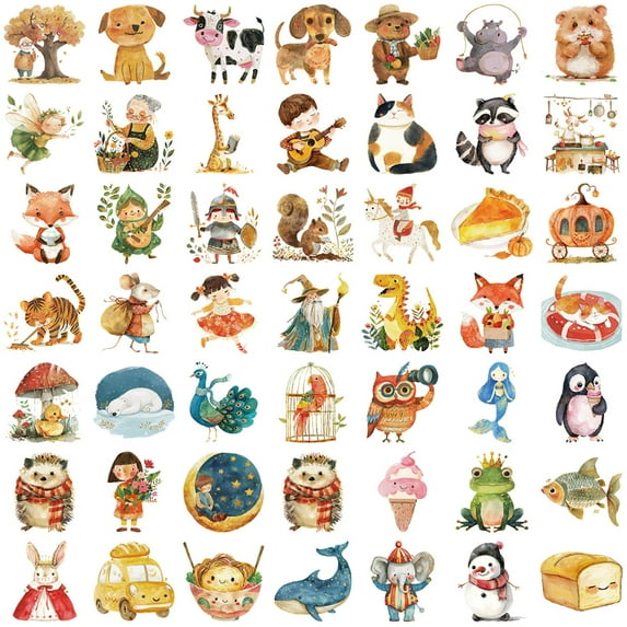 Jesscasday 50 Sheets Fairies Tale Watercolor Sticker Aesthetic Sticker ...