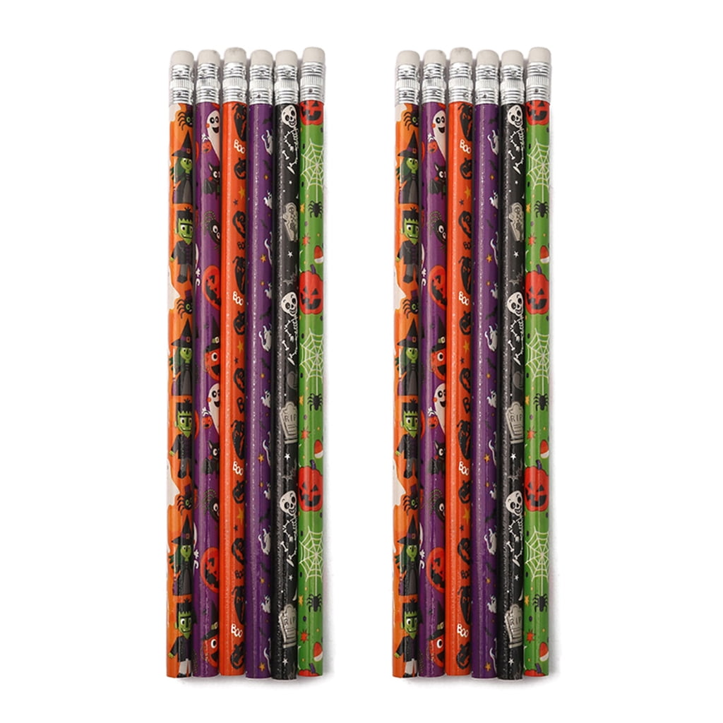 Jesscasday 6/12Pcs/Pack Halloween Themed Stationery Pencil with Erasers ...
