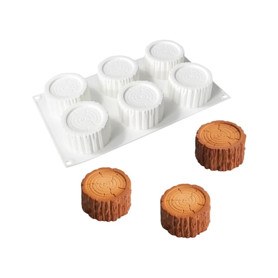 Jesscasday 6 Cavity Tree Stump Silicone Mousse Cake Molds Flexible ...