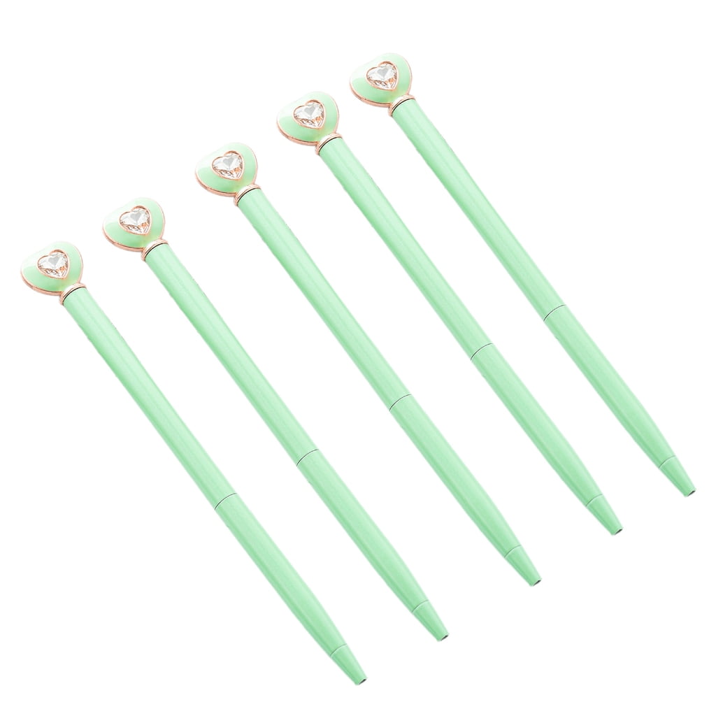 Jesscasday 6Pcs Heart Crystal Diamond Ballpoint Pen Twist Action ...