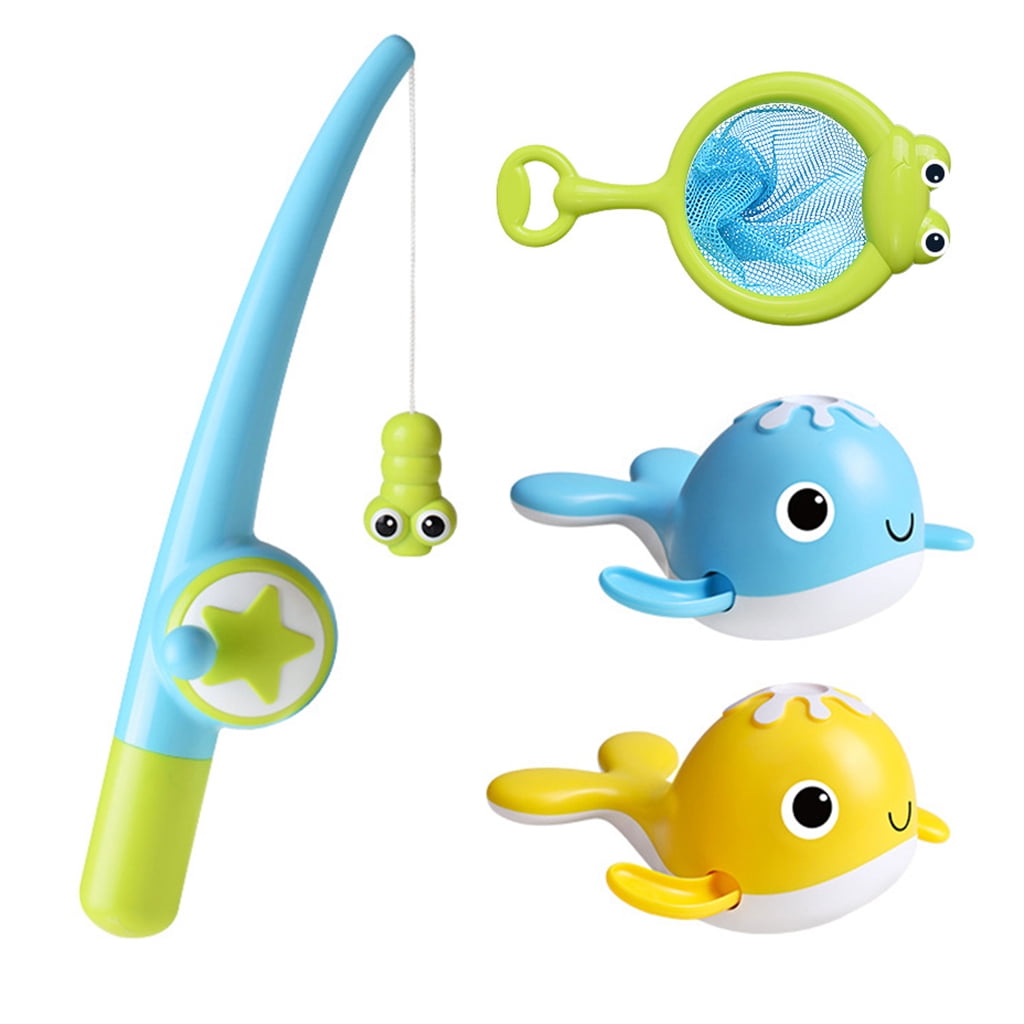 Jesscasday Bath Floating Toys with Magnetic Wind Up Whale with Net ...