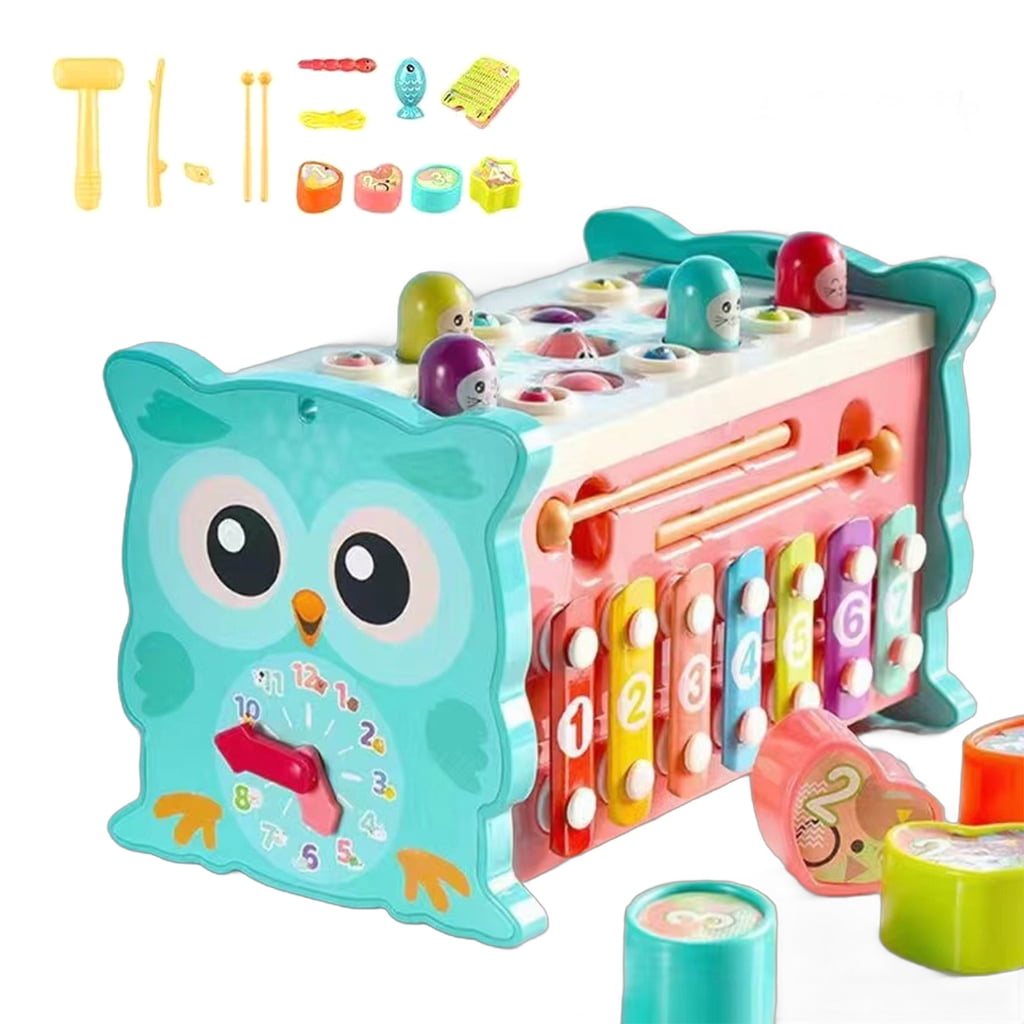 Jesscasday Child Colorful Xylophone Pull Along Toy Clock Gear Matching ...