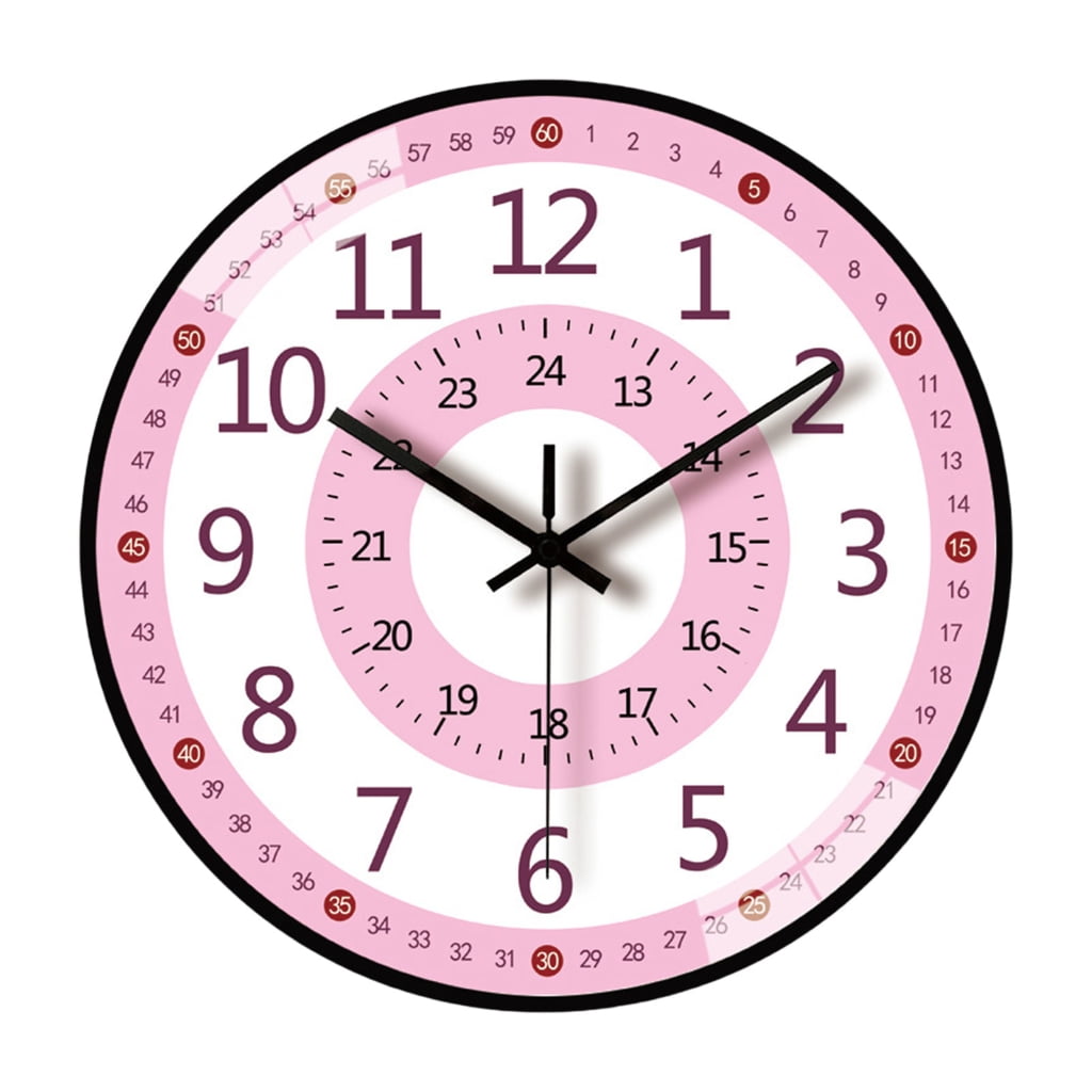 Jesscasday Children 8Inch Cartoon Wall Clock Quiet Movement Telling ...