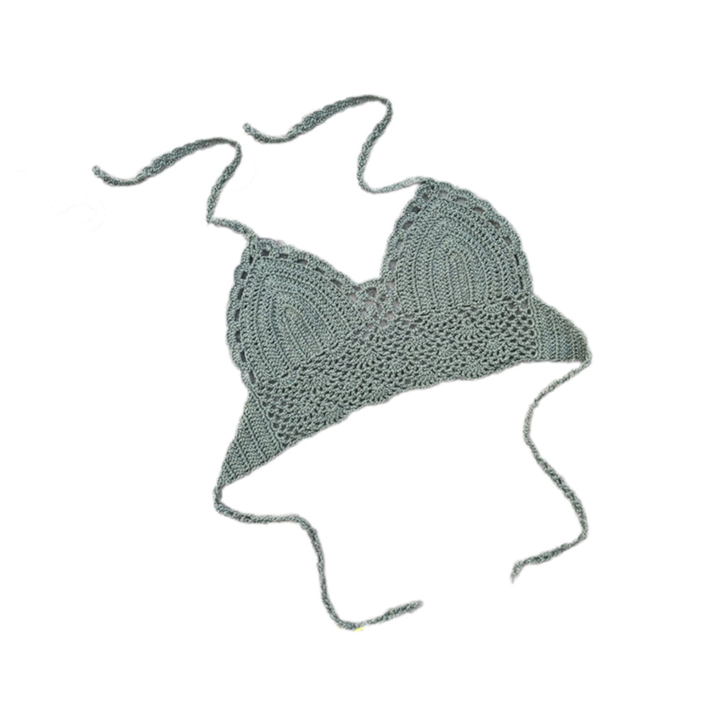 Jesscasday Crochet Halterneck Swimsuit Top for Women, Crochet Crop Top ...