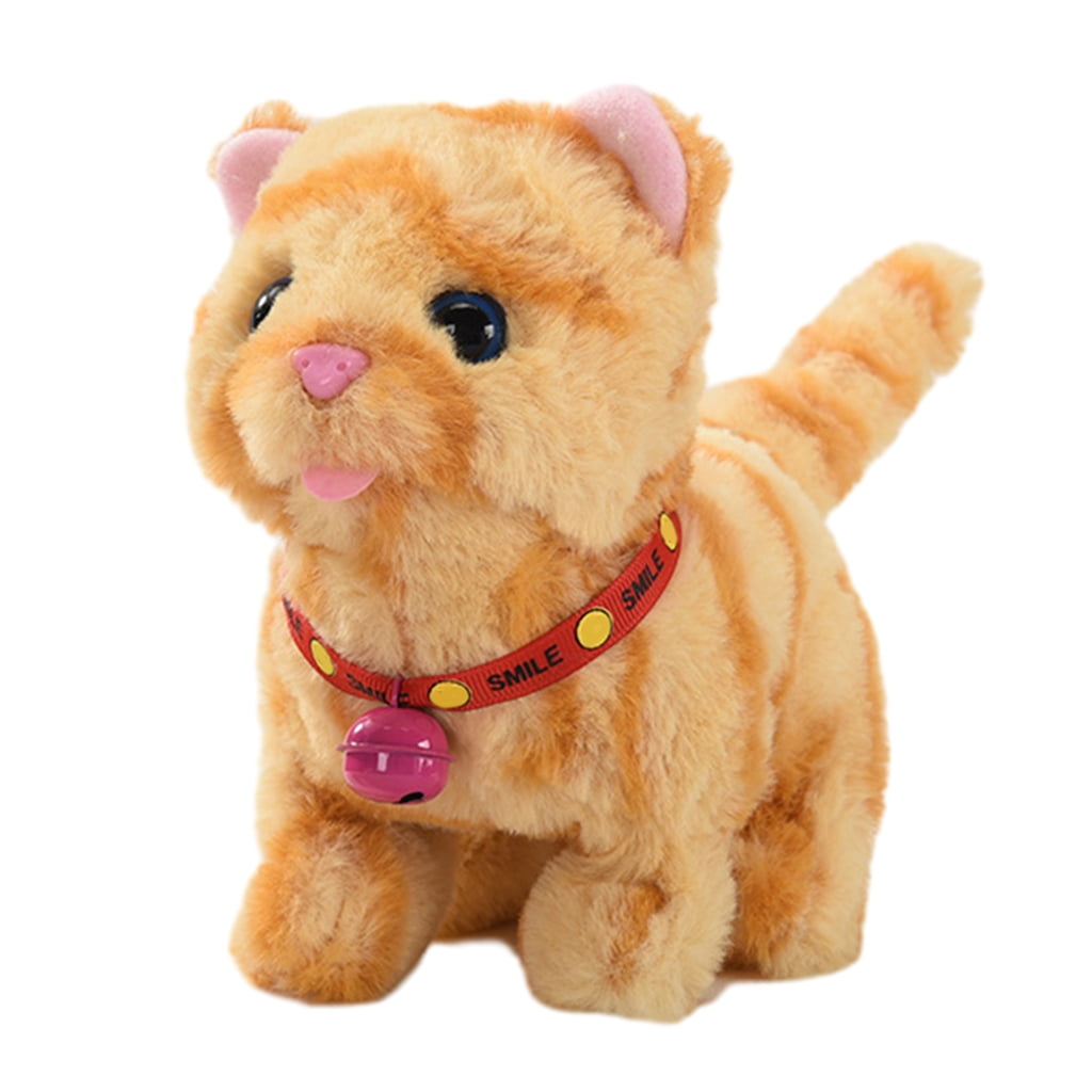 Jesscasday Interactive Plush Cat Toy with Walking Meowing Realistic ...