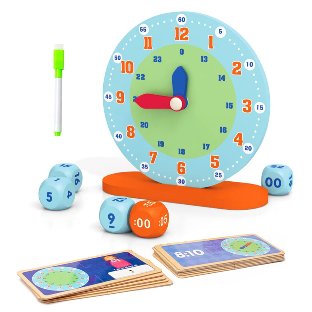 Jesscasday Kids Clock Board Teaching Demonstration Clock Telling Time ...