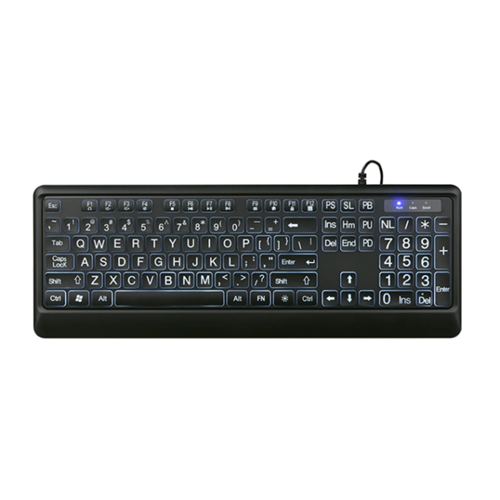 Jesscasday Large Print Computer Keyboard USB LED Backlit Keyboard Easy ...