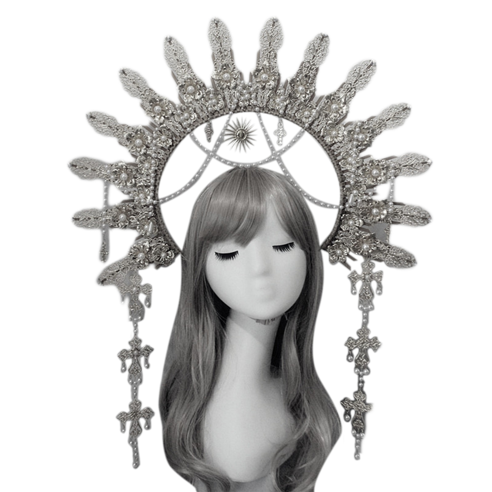 Jesscasday Lolita Halo Crown Tiara Headband DIY Baroque Goddess Crown ...