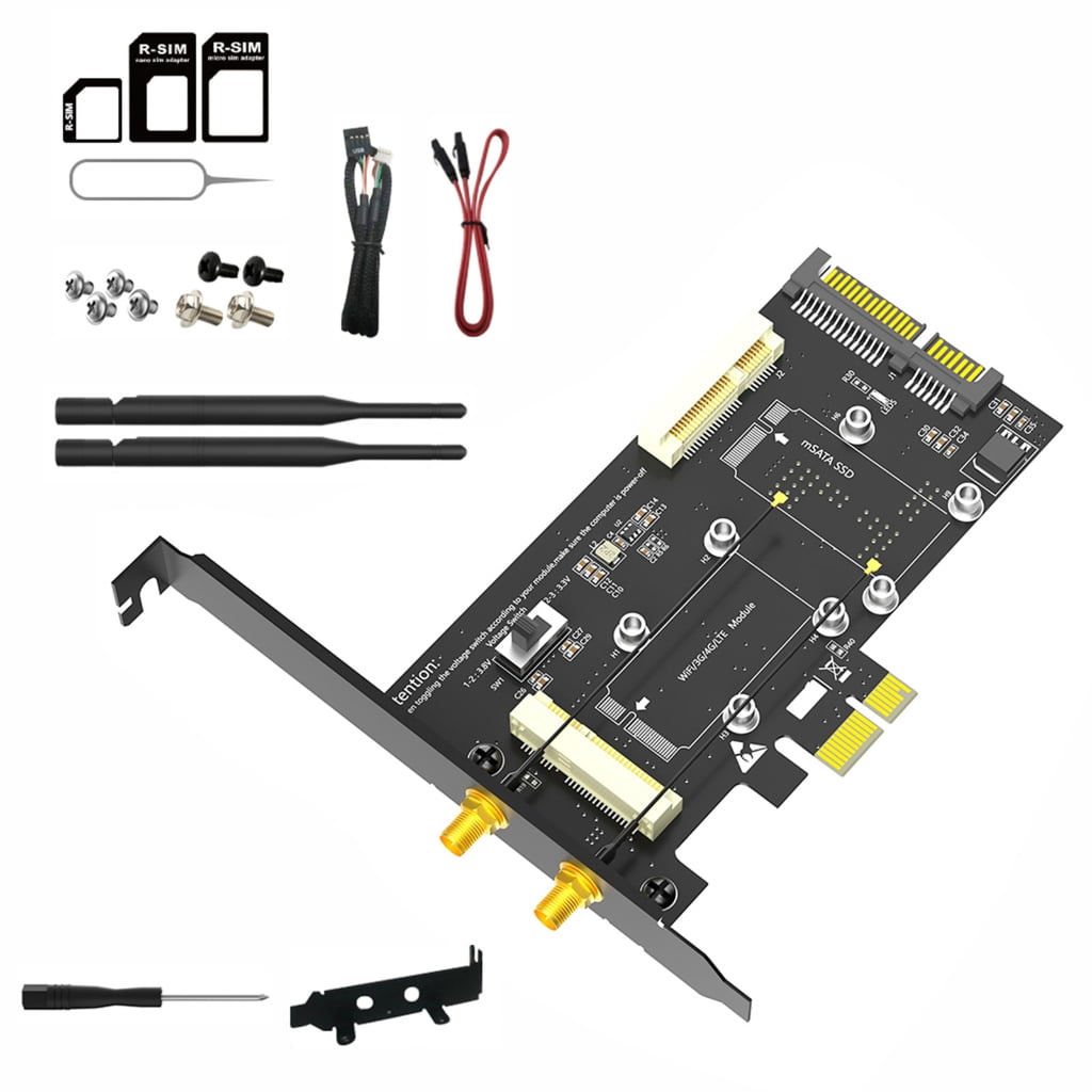 Jesscasday Mini PCIE to PCIE 1x Adapter MSATA SATA3 Conversion Board ...