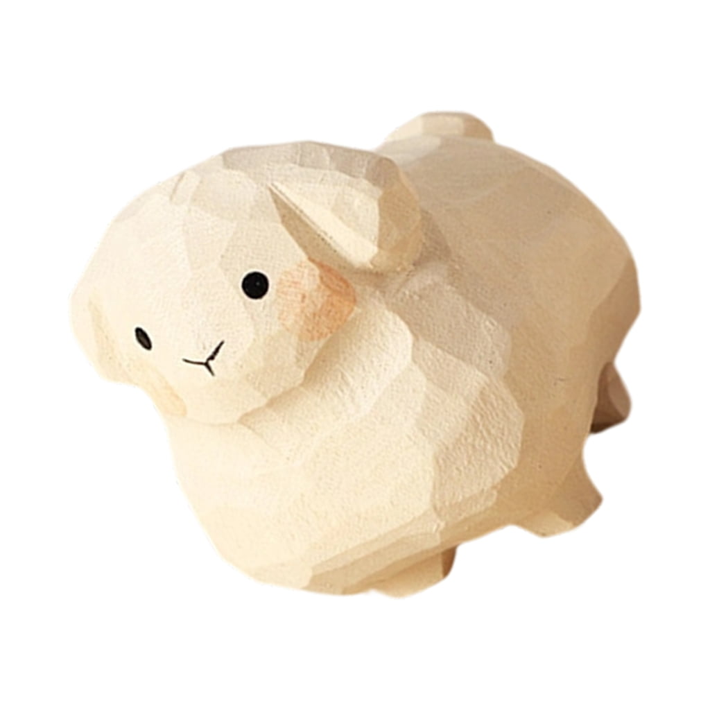 Jesscasday Miniature Wooden Lamb Figurine Hand Carved Sheep Statue ...