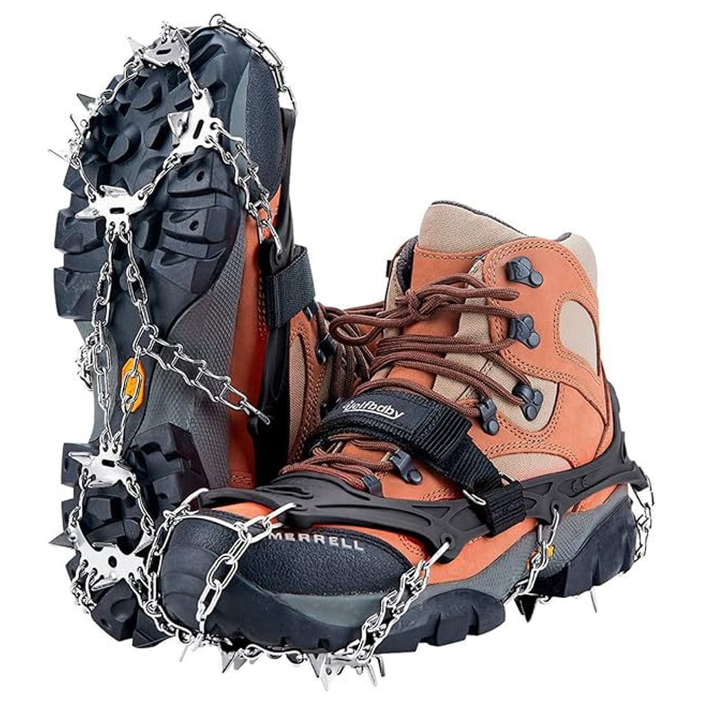 Jesscasday Outdoor 18/19 Tooth Ice Claw Ice Grippers Spikes for Men and ...