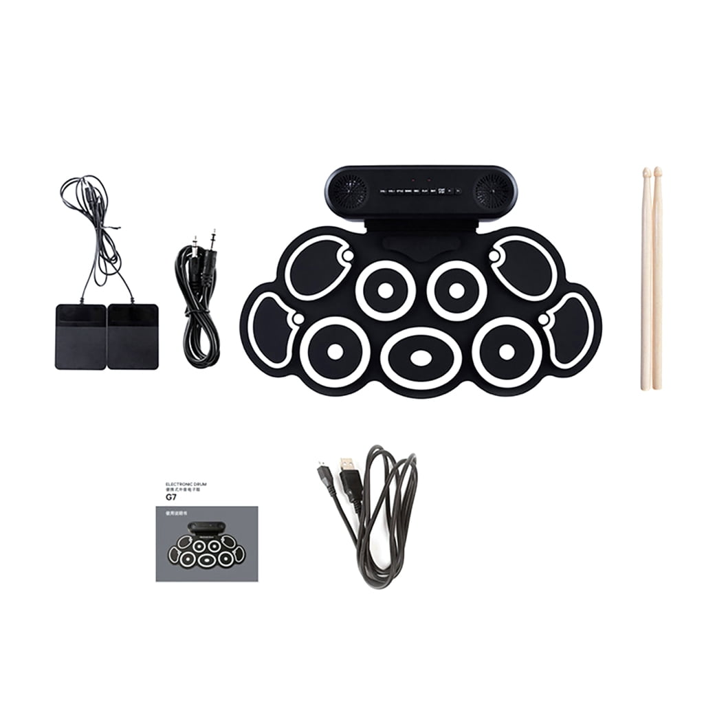 Jesscasday Portable Electronic Drum Rolling Up Drum Set for Kids with ...