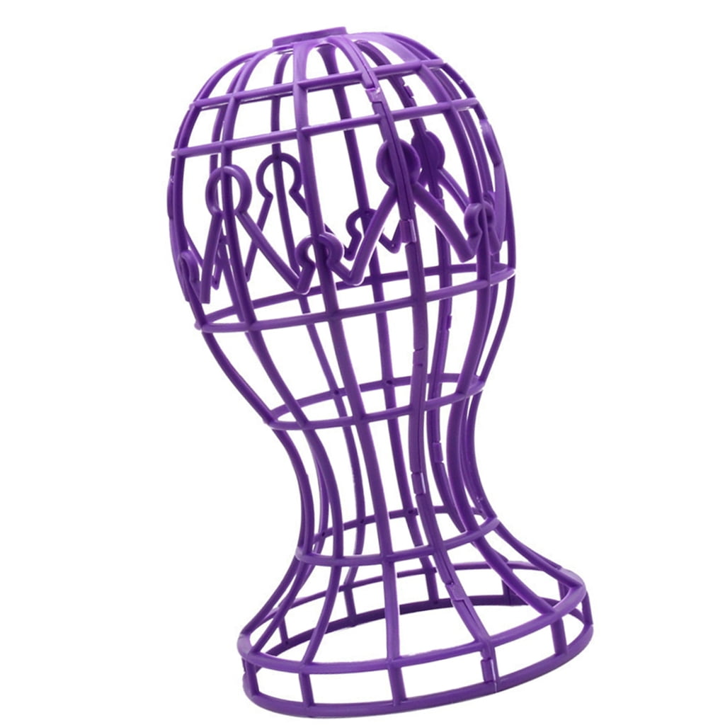 Jesscasday Portable Wig Display Rack Wig Stand Plastic Head Shaped ...