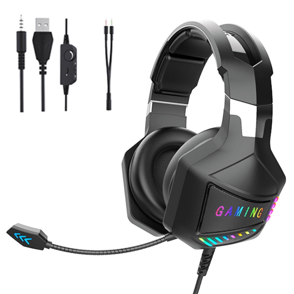 Jesscasday RGB Colorful Earpads Gaming Headset Headphone Premium ...