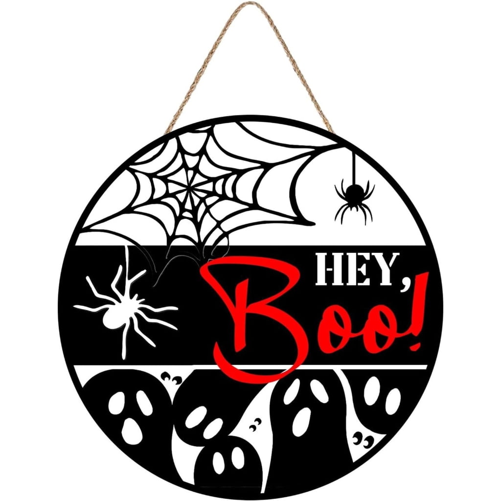 Jesscasday Scary Ghostly Boo Sign Wood Plaques 8Inch for Halloween ...