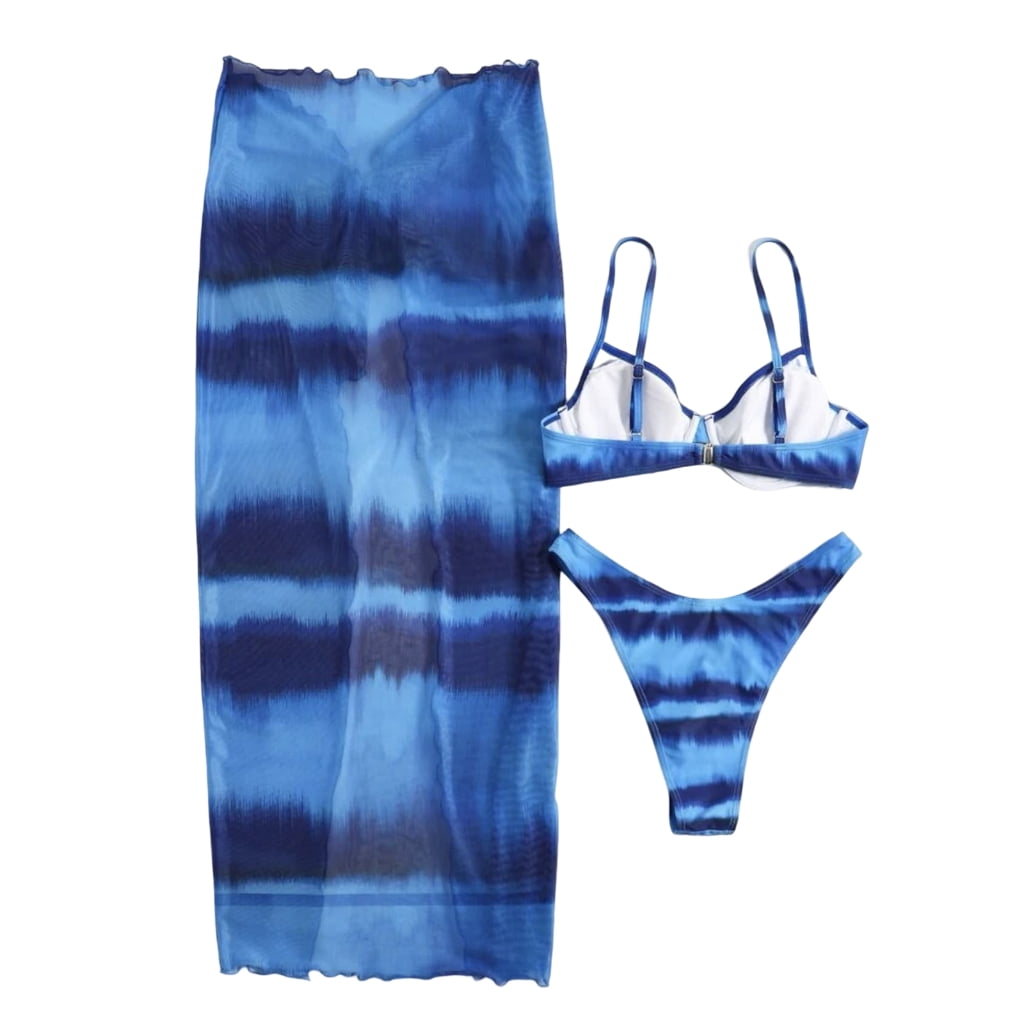 Jesscasday Spaghetti Strap Bathing Suit for Women Tie Dye Bikinis Set 3 ...