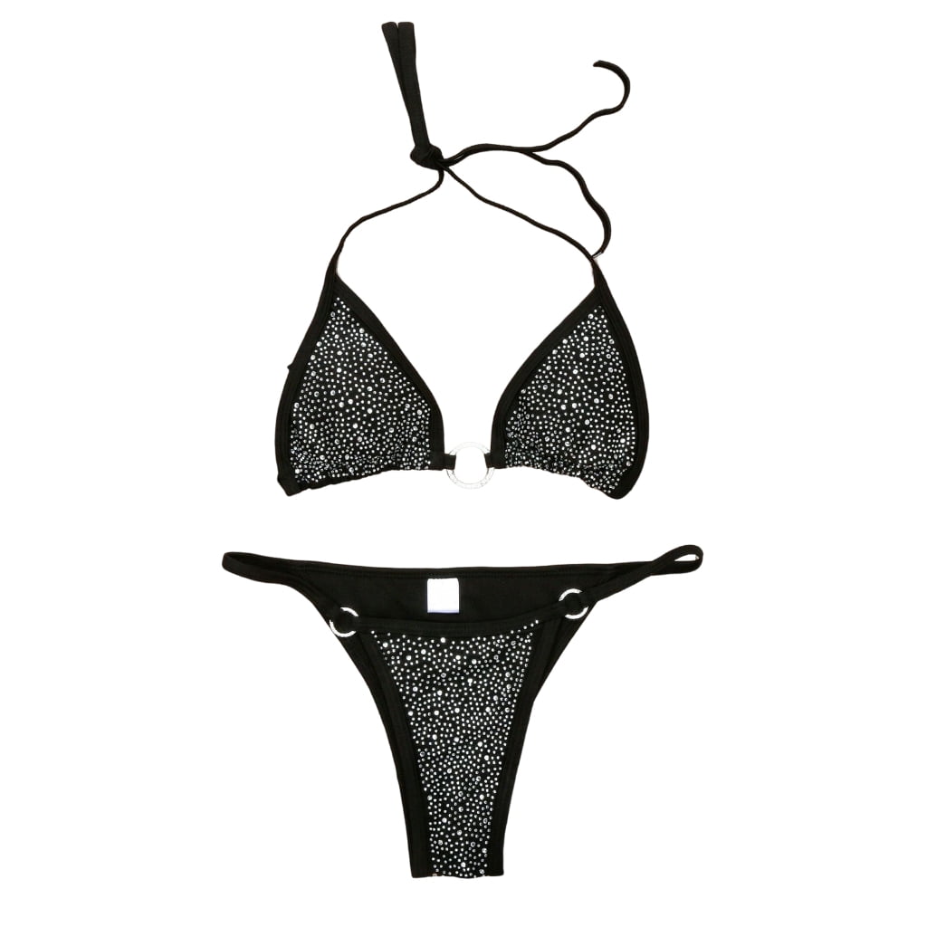 Jesscasday Women Rhinestone Bathing Suit Sexy High Cut Swimwear-2 ...