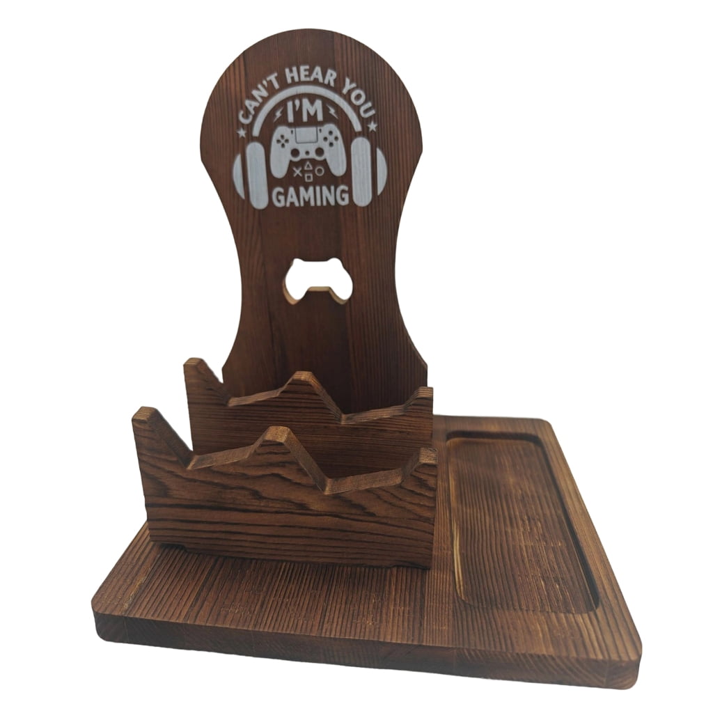 Jesscasday Wood Gaming Headphone Stand Organizes Desk Area Compatible ...