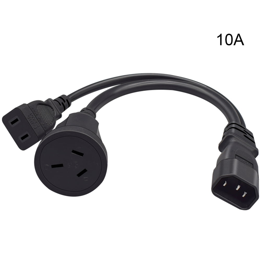 Jesscasday Y-splitter Power Cord C14 to 1-15R+AU10A/16A Connector ...