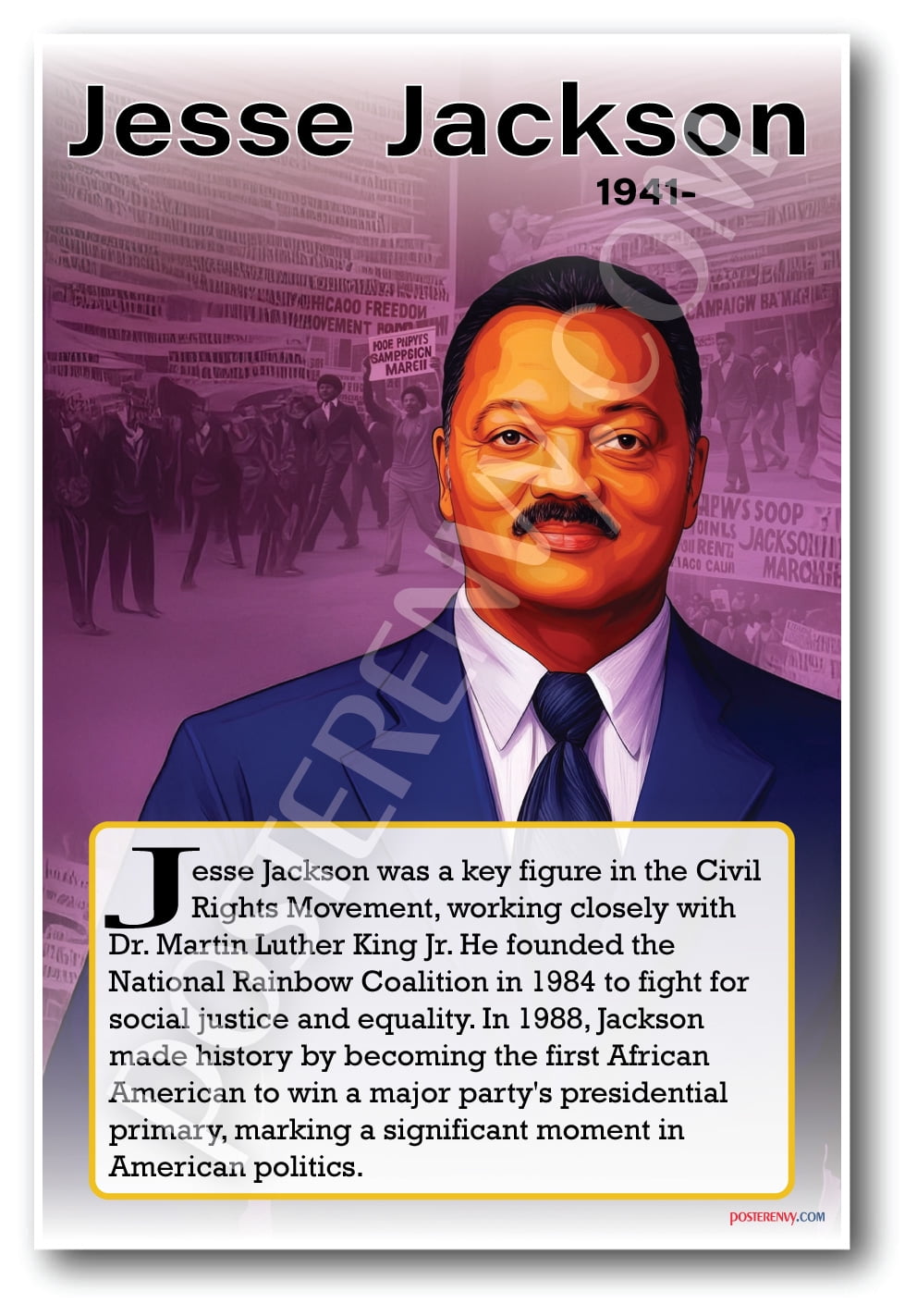 Jesse Jackson - Civil Rights Leader - Biography Poster 18 x 12 inch ...