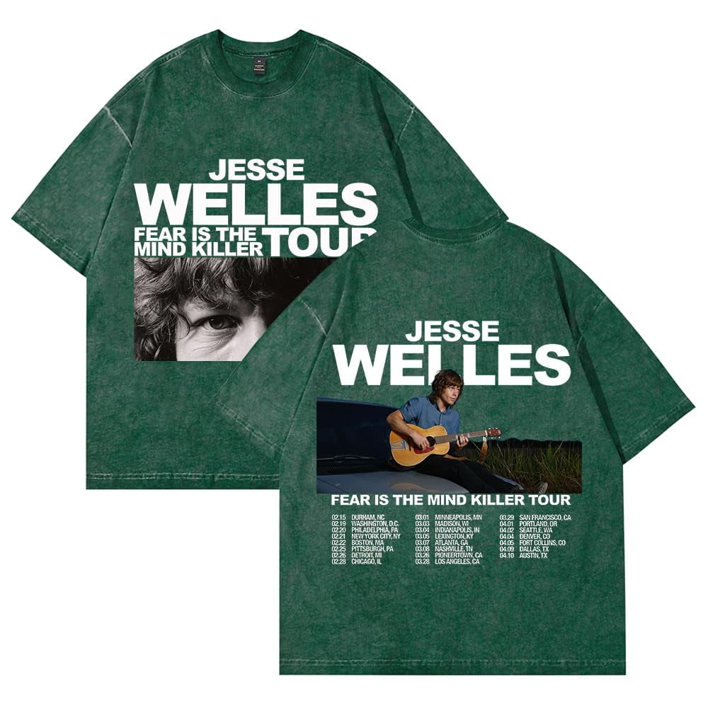 Jesse Welles Fear Is The Mind Killer Tour 2025 Washed T-Shirt Women Men ...