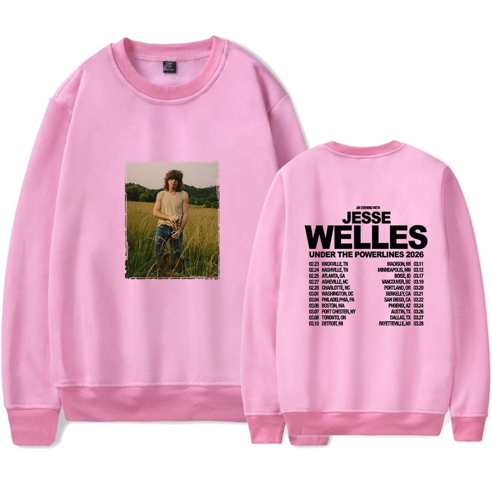 Jesse Welles Merch Under The Powerlines 2026 Tour Unisex Crew Neck Long ...