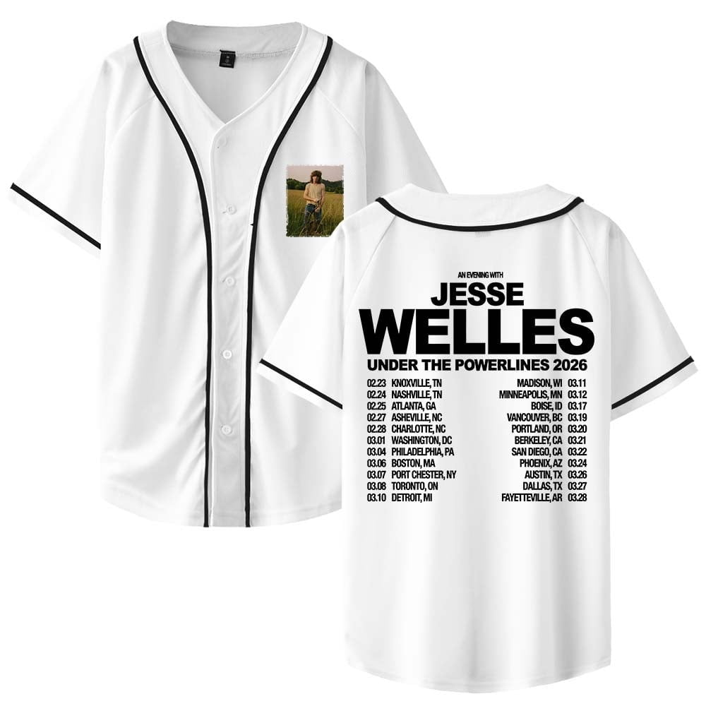 Jesse Welles Merch Under The Powerlines 2026 Tour Unisex V Neck Button