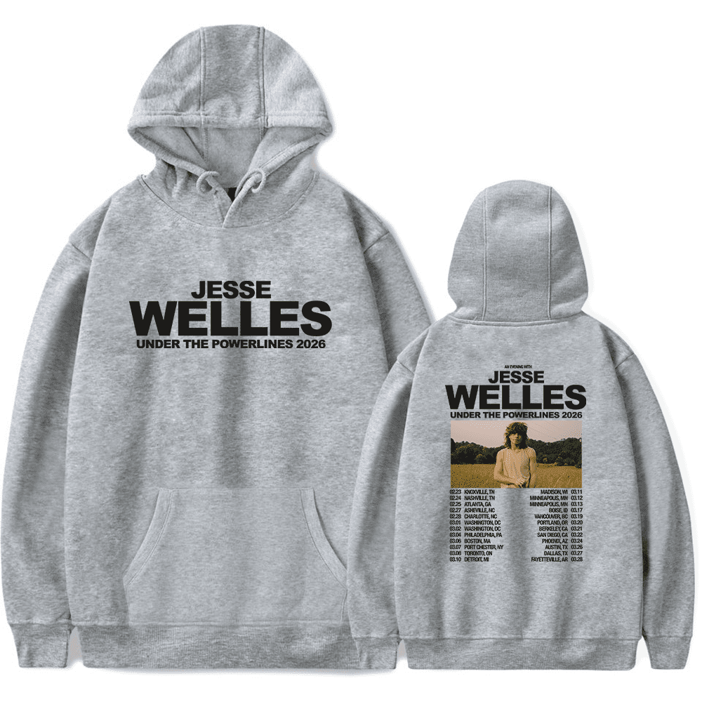 Jesse Welles Merch Under The Powerlines Tour 2026 Hoodie Long Sleeve ...