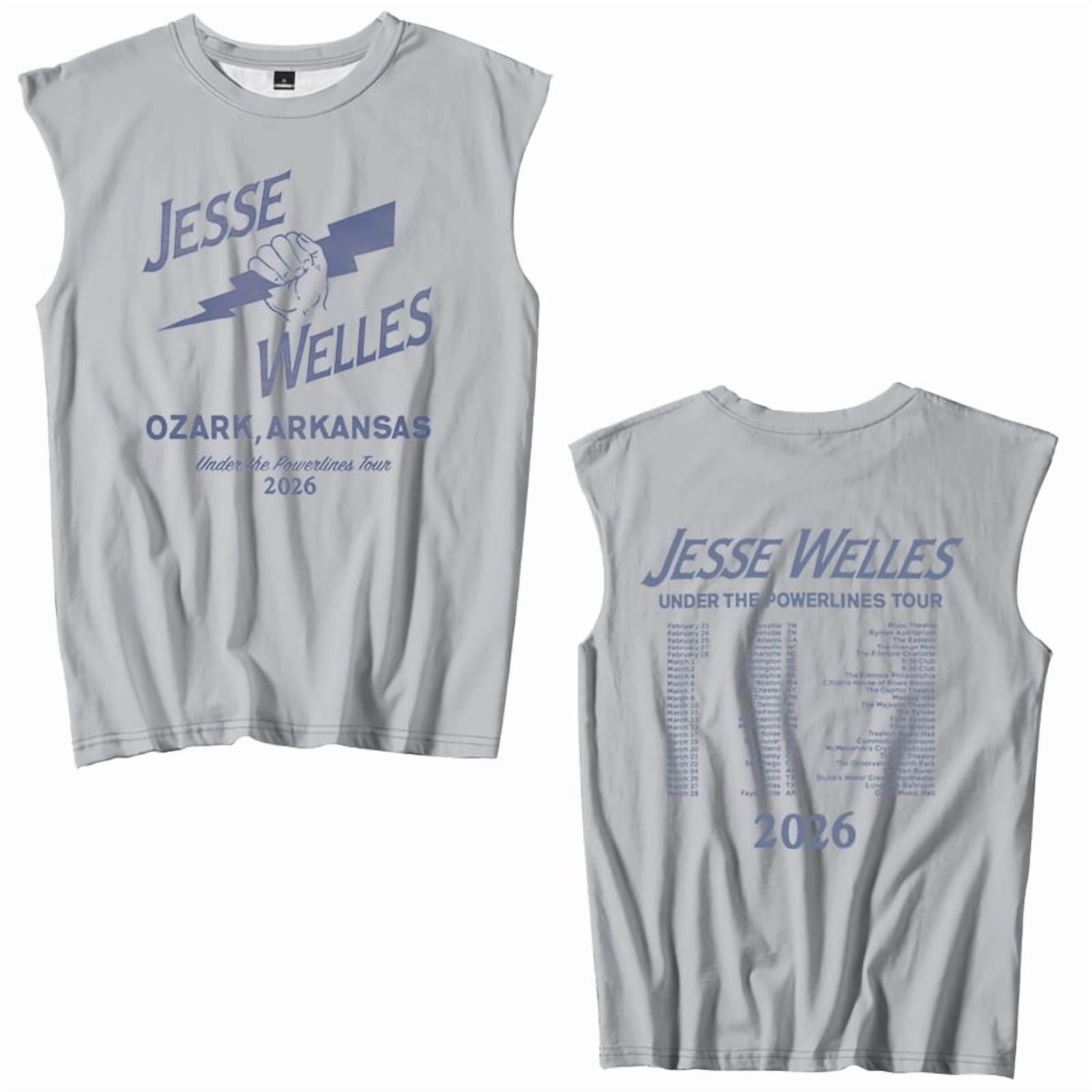 Jesse Welles Merch Under the Powerlines 2026 Tour T-shirt Summer Tank ...