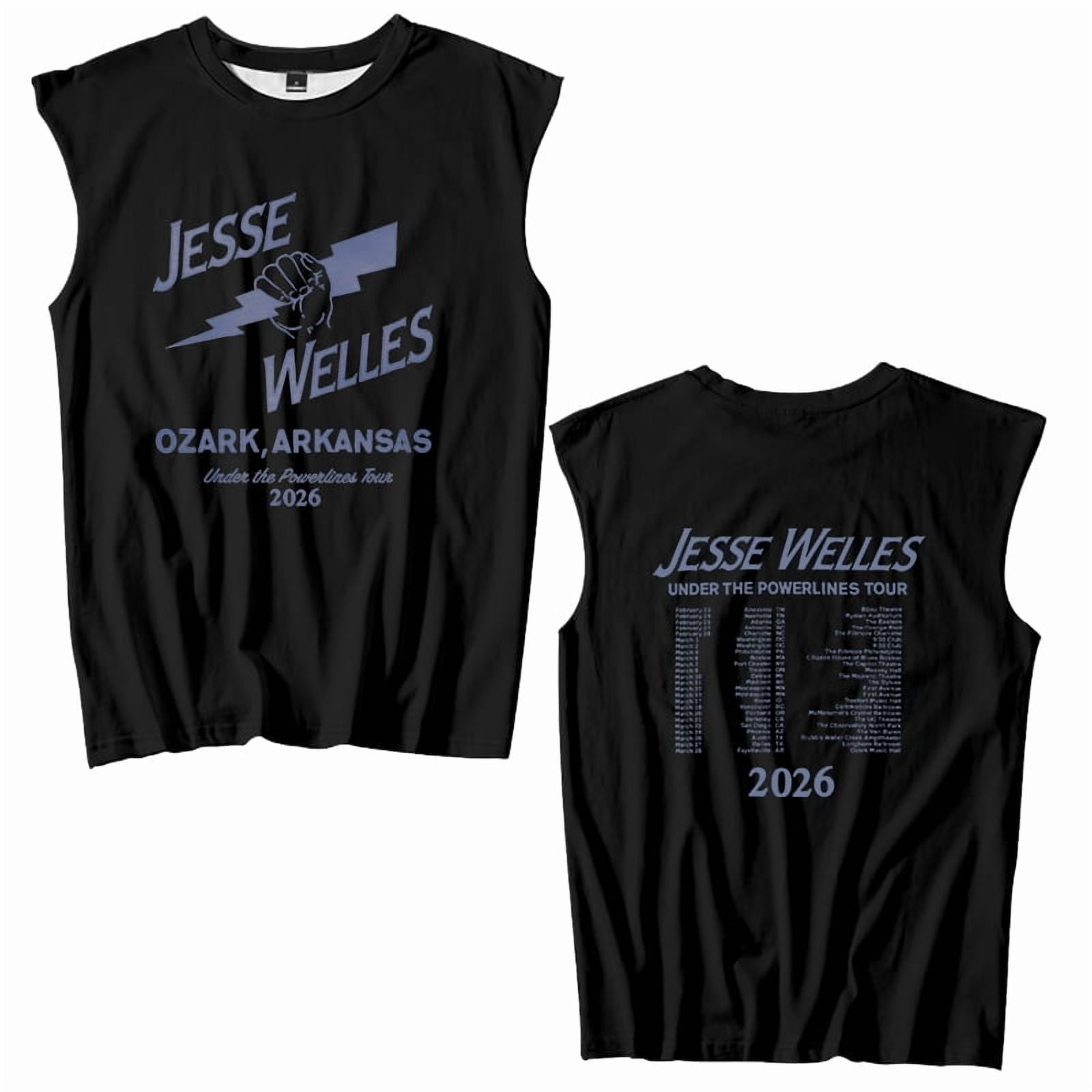 Jesse Welles Merch Under the Powerlines 2026 Tour T-shirt Summer Tank ...
