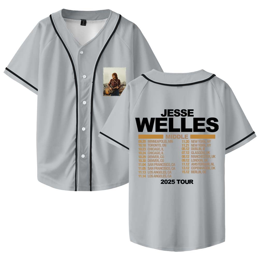 Jesse Welles Middle Tour 2025 Merch Baseball Jersey V-Neck Shirt Women ...