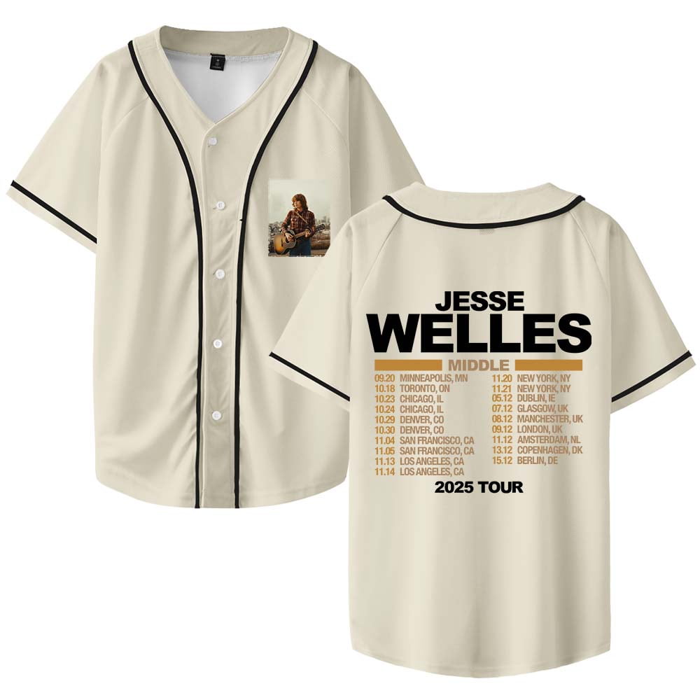 Jesse Welles Middle Tour 2025 Merch Baseball Jersey V-Neck Shirt Women ...