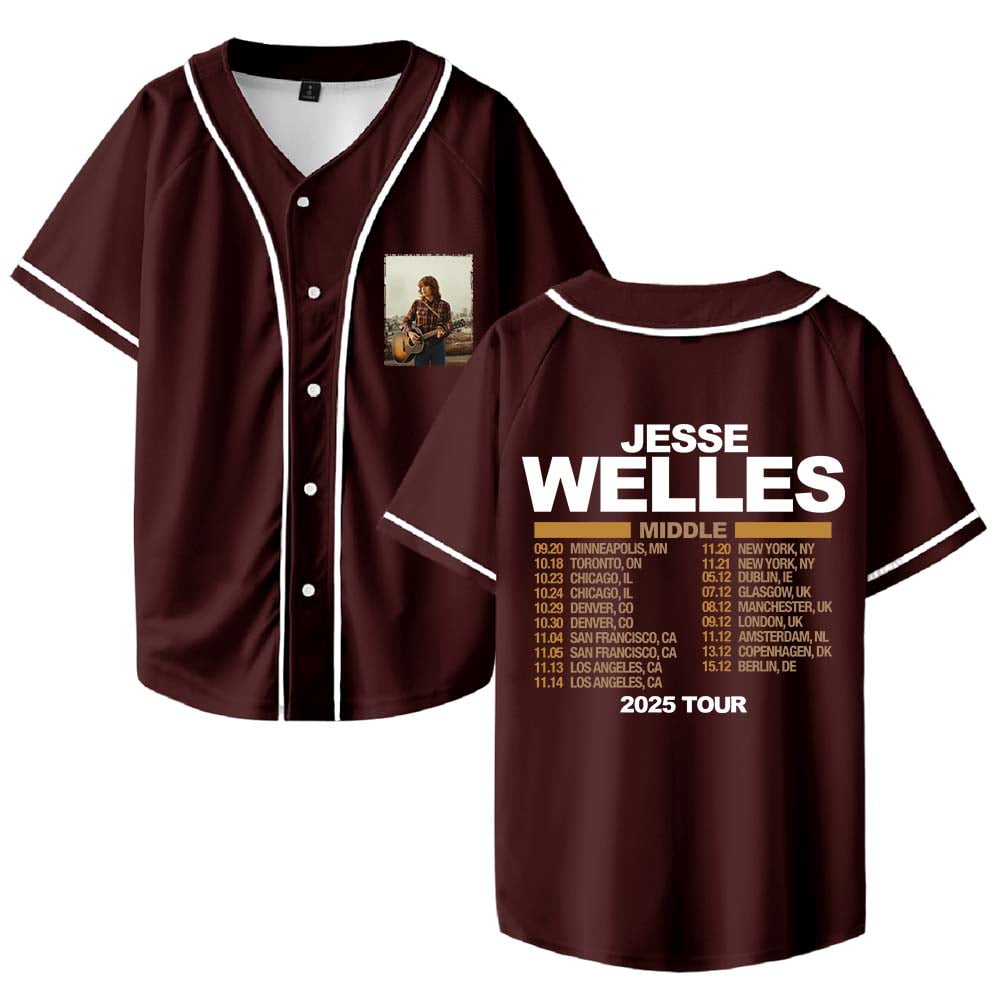 Jesse Welles Middle Tour 2025 Merch Baseball Jersey V-Neck Shirt Women ...