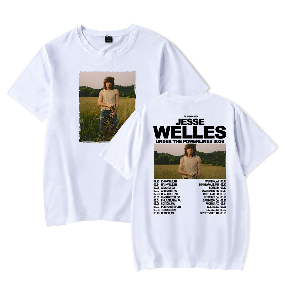 Jesse Welles Under The Powerlines 2026 Tour Tee Women Men Short Sleeve ...