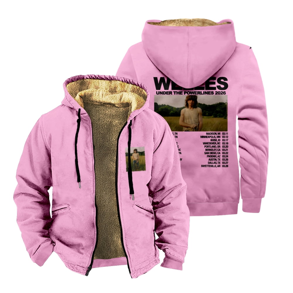 Jesse Welles Under The Powerlines 2026 Tour Zip Up Jacket Long Sleeve ...