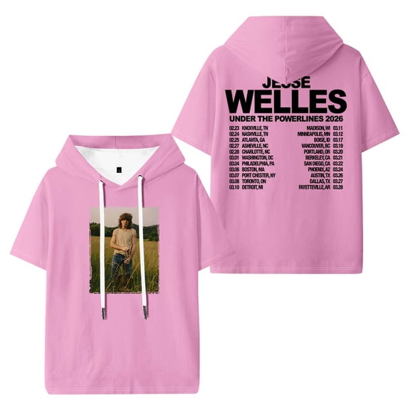 Jesse Welles Under The Powerlines Tour 2026 Hooded T-Shirts Casual ...