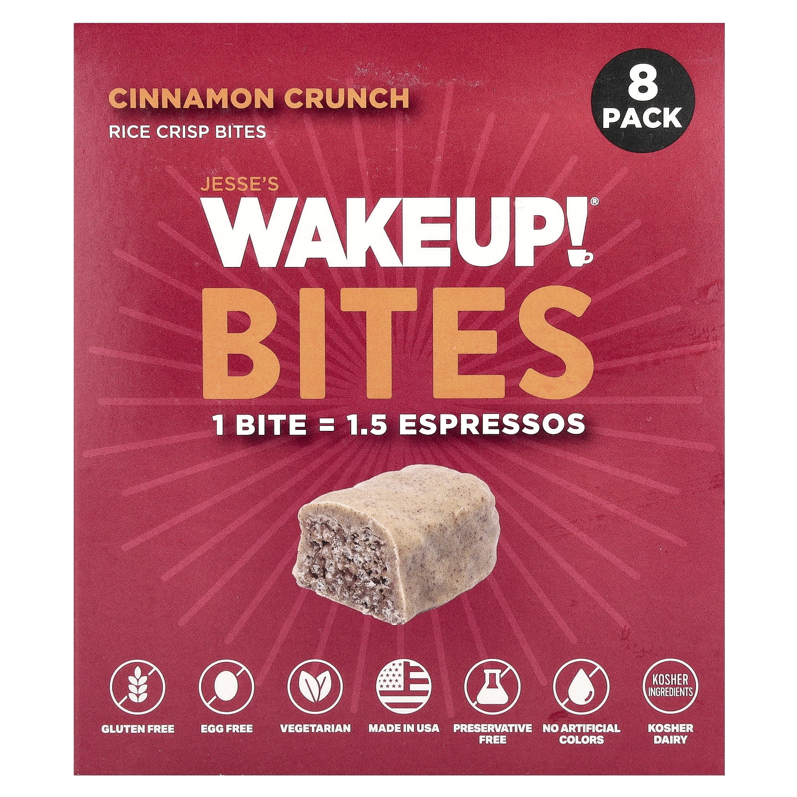 Jesse's WAKEUP! Rice Crisp Bites, Cinnamon Crunch, 8 Pack, 0.53 oz (15 ...
