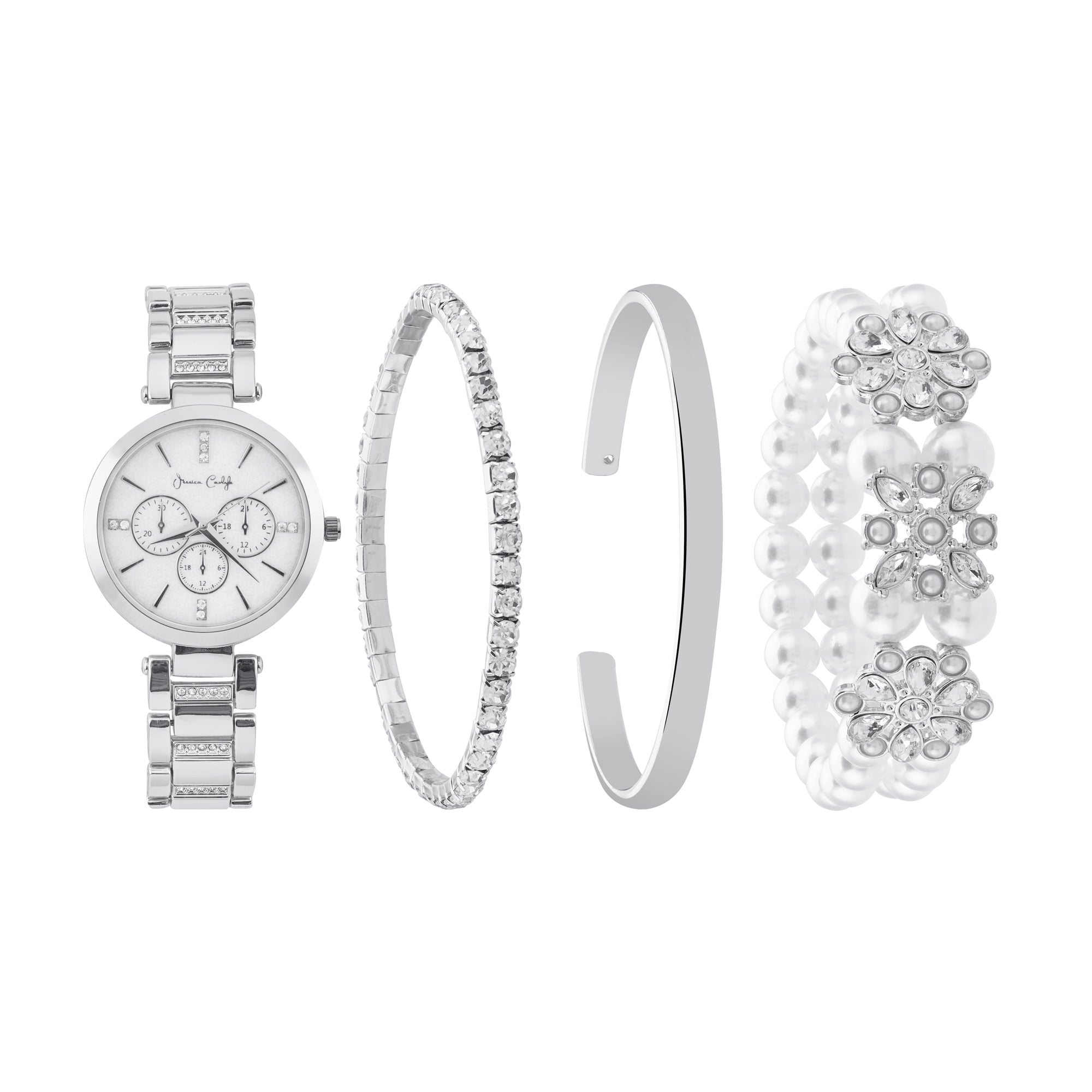 Jessica Carlyle Holiday 2022 Ladies Metal Strap Analog Watch w/ 3 Piece ...