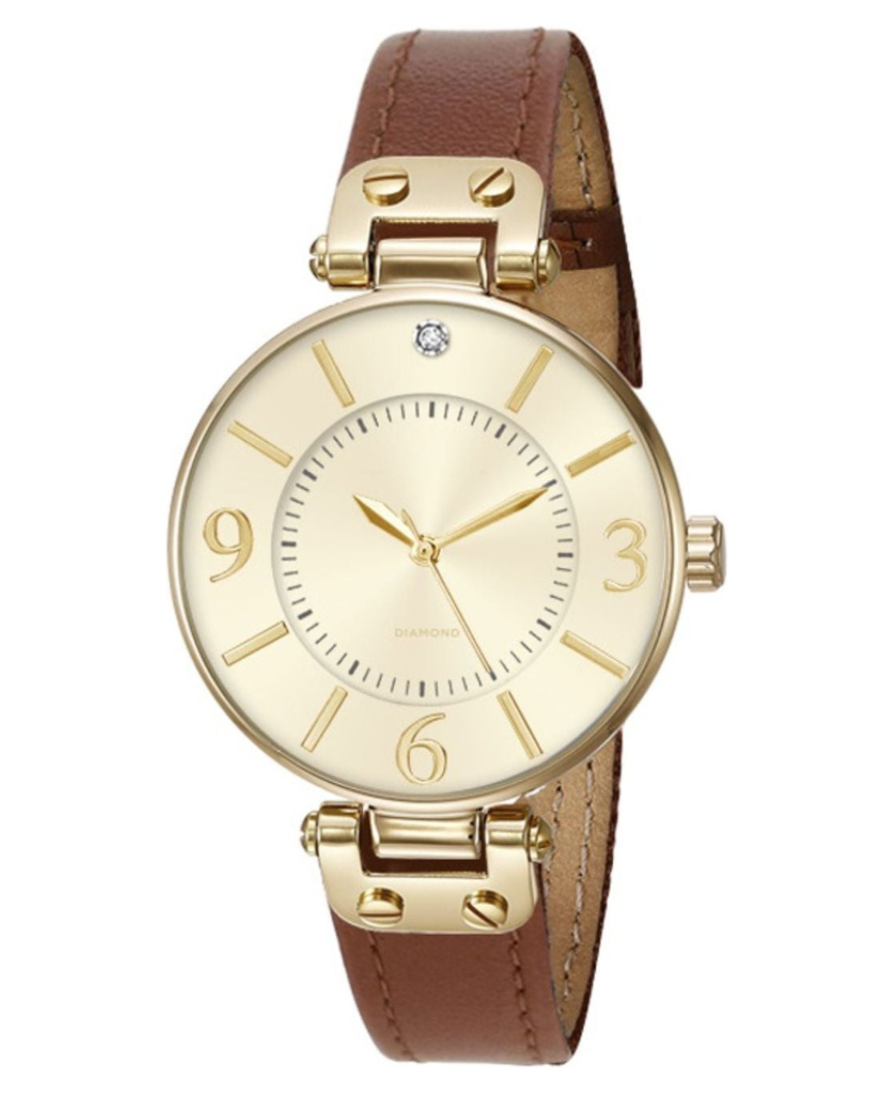 Jessica Carlyle Ladies Analog Brown Leather Strap Watch - Walmart.com